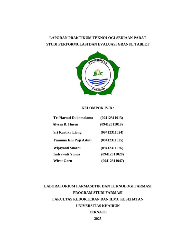 Evaluasi Granul Tablet dalam Praktikum | PDF