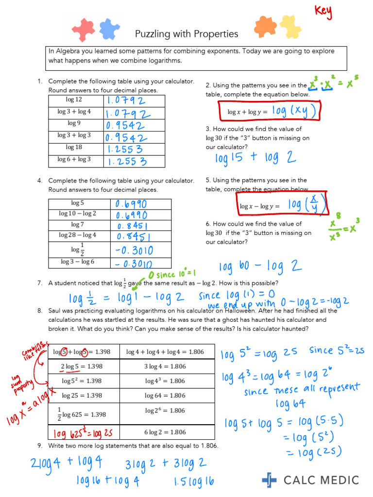 5.6 Lesson Answer Key CM | PDF | Logarithm | Special Functions
