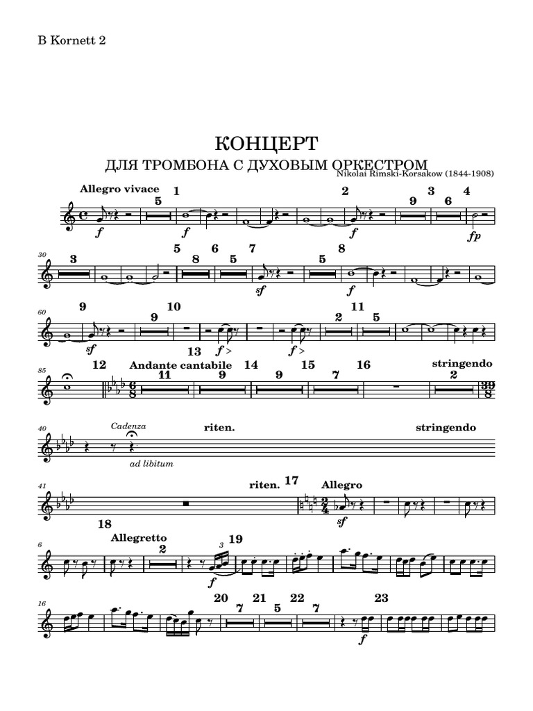 Saxo Tenor 2 Bb - Concerto for Trombone and Military Band (1877 ...