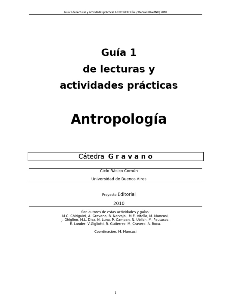 Guía 1 LECT. Y ACT - PRACT.. | PDF | Antropología | Corsé