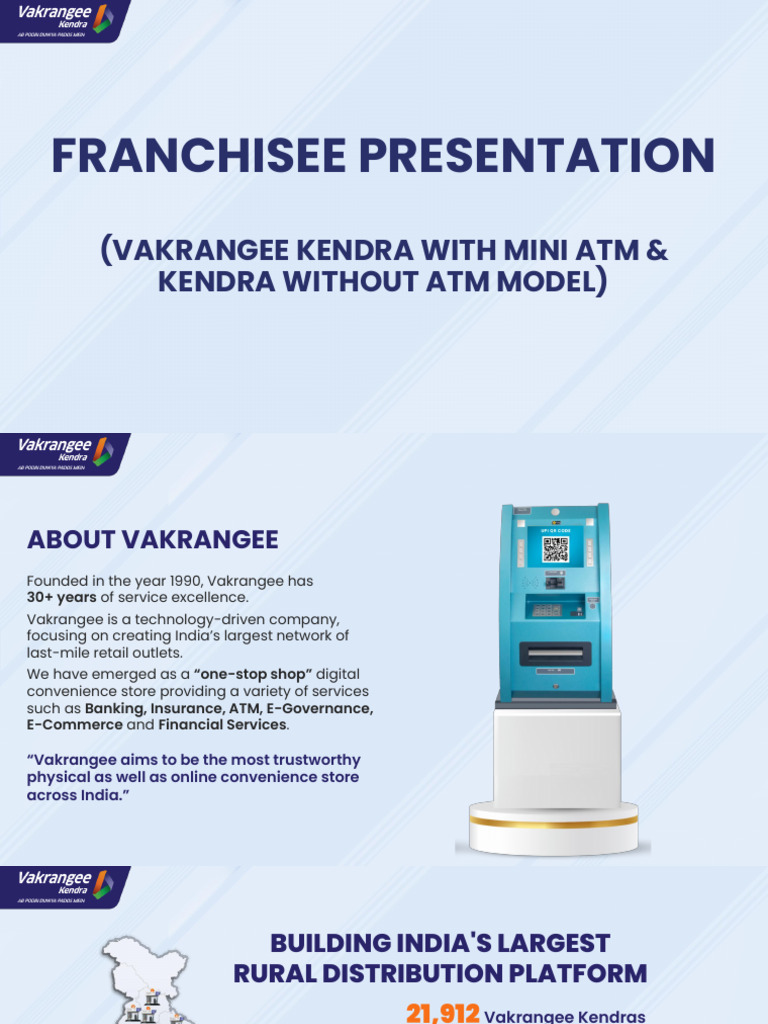 Vakrangee Franchisee Presentation Vakrangee Kendra With FREE ATM Model ...