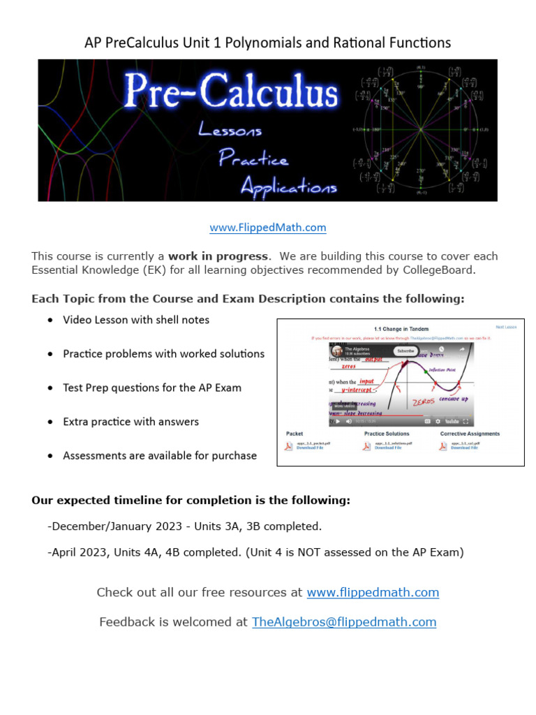 AP PreCalculus Course Overview | PDF | Trigonometric Functions | Function (Mathematics)