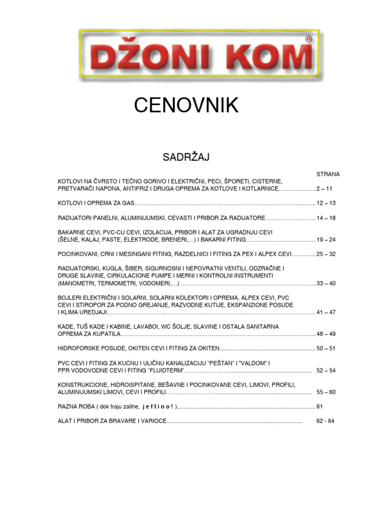 Cenovnik MP | PDF