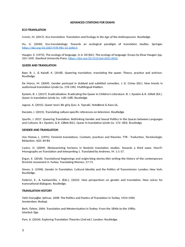 ADVANCED CITATIONS FOR EXAMS | PDF