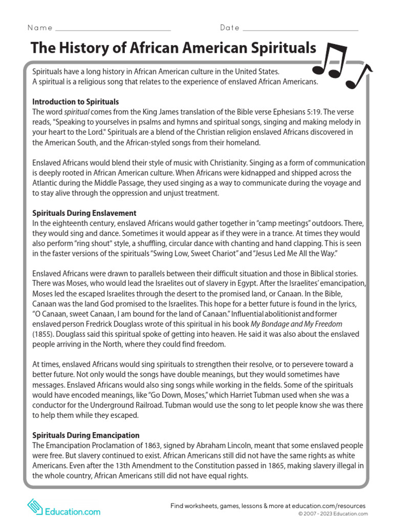 The Role of Spirituals in African American History | PDF | Abolitionism ...