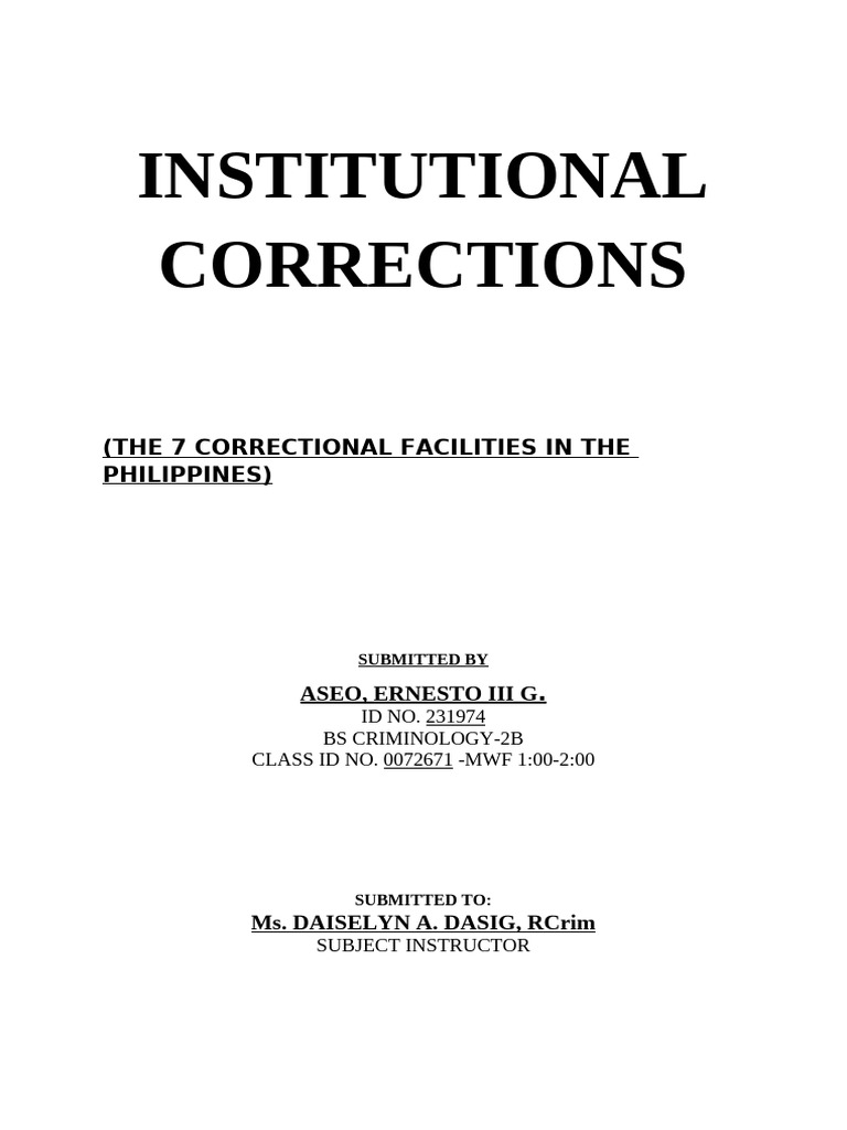 7 Institutional Correctional in The Philippines | PDF | Prison | Criminology