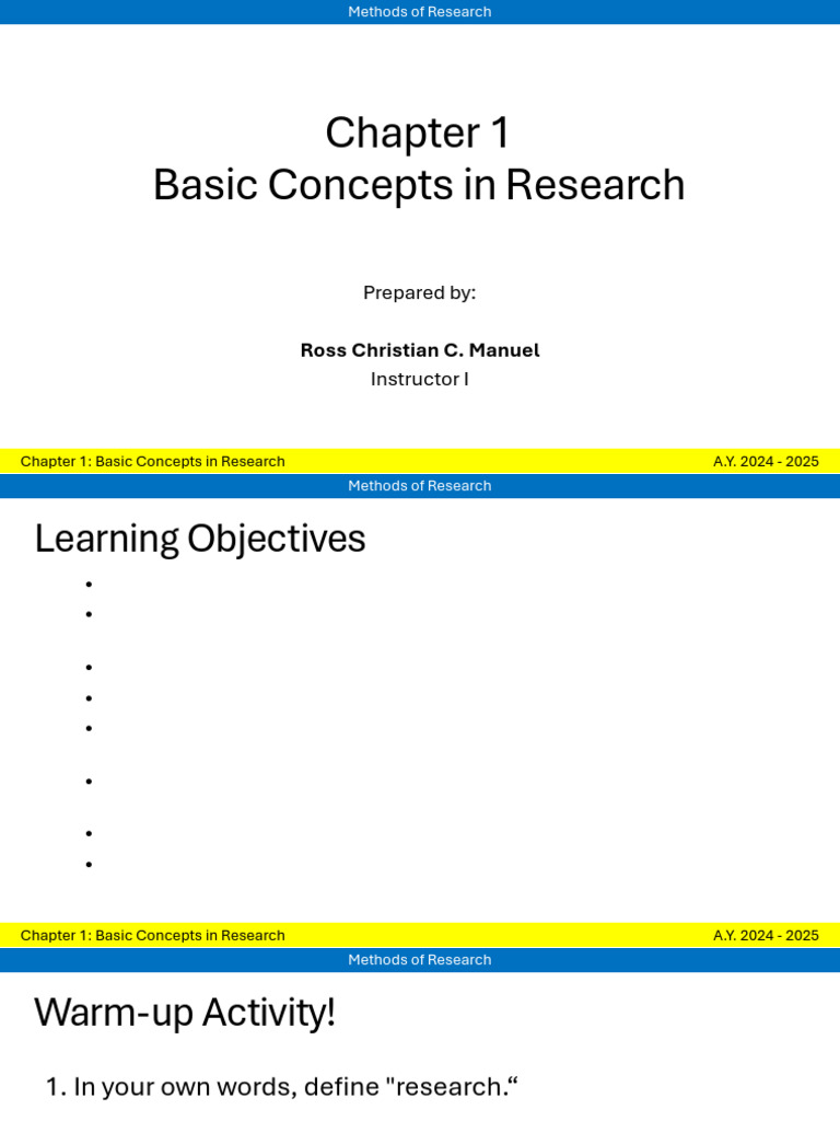 Chapter 1 Basic Concepts of Research | PDF | Qualitative Research ...