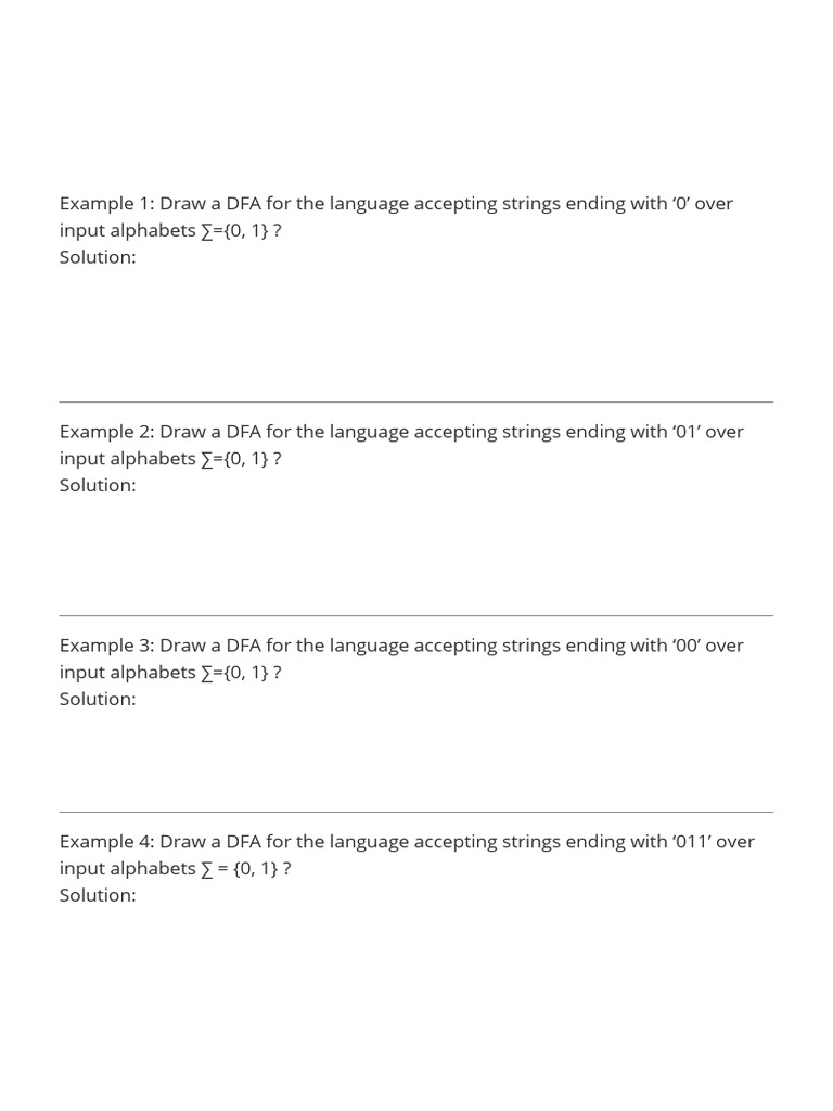 QUESTIONS DFA-Solved-Examples | PDF | String (Computer Science) | Algorithms