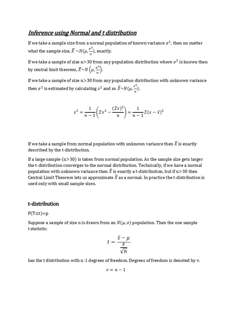 Inference using normal and t distribution | PDF | Normal Distribution | Statistical Analysis