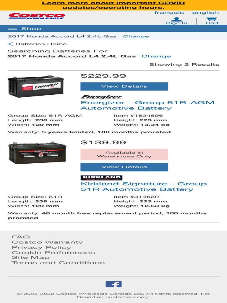 Car Batteries Costco Batteries | PDF