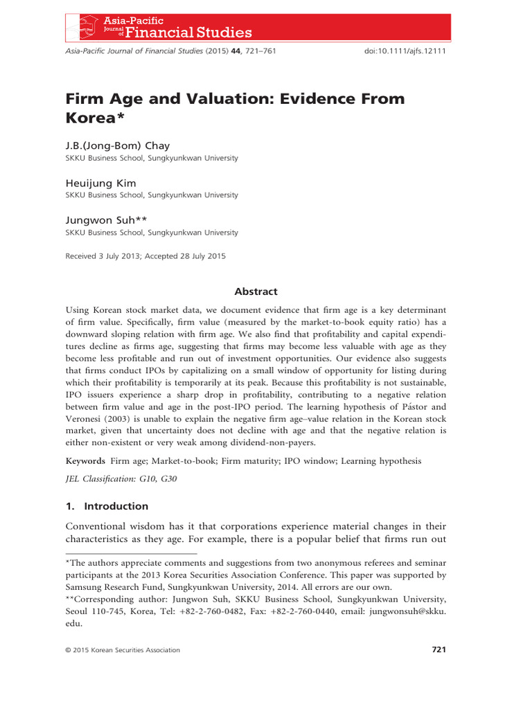 age of the firm | PDF | Median | Initial Public Offering