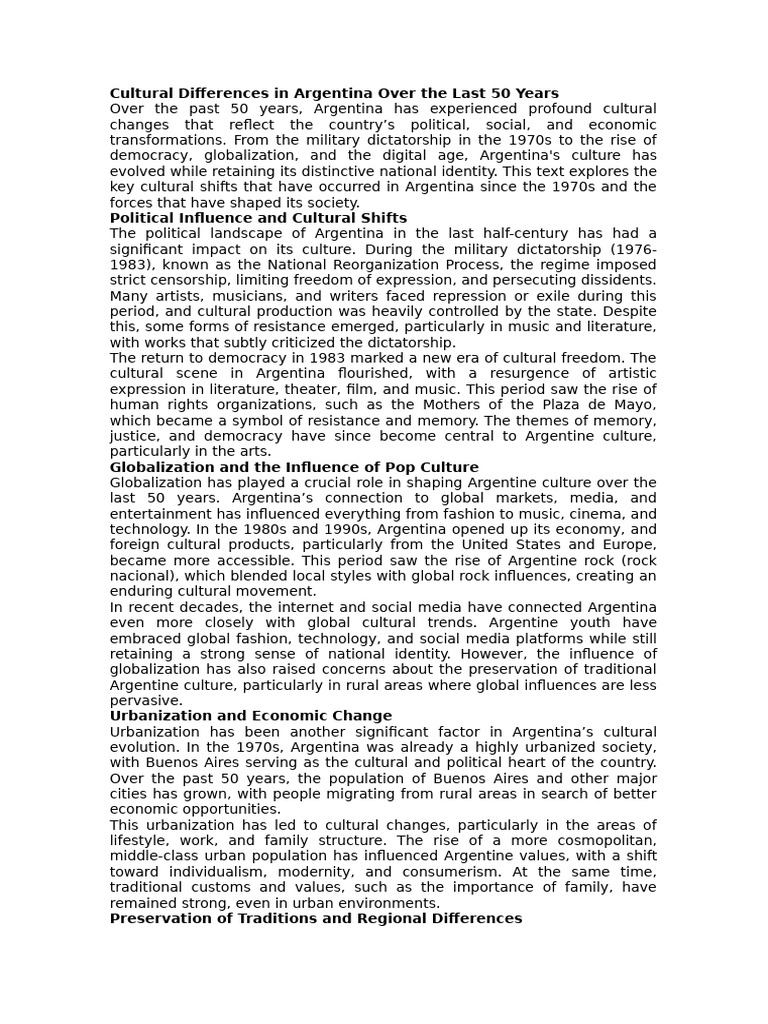 Cultural Evolution in Argentina's History | PDF | Argentina | Buenos Aires