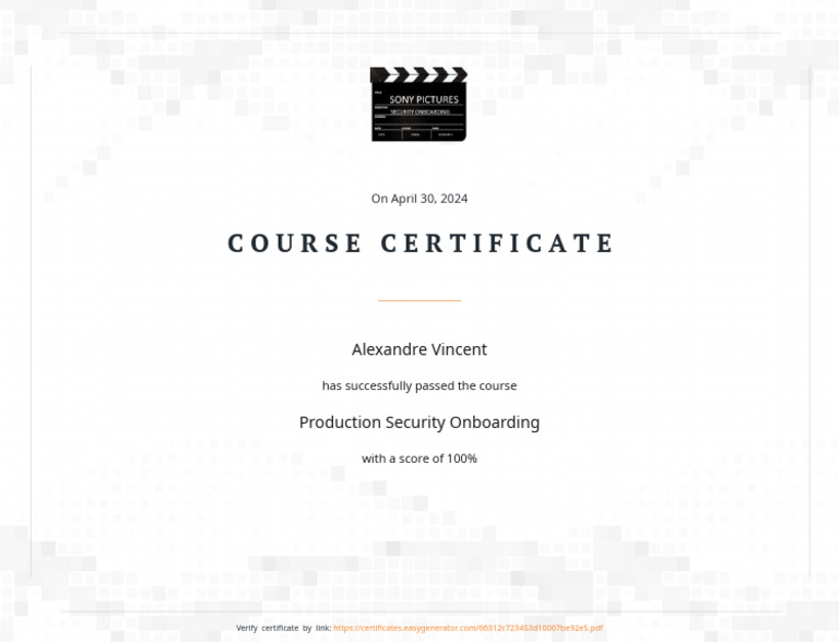 SPE Production Security Course Certificate | PDF