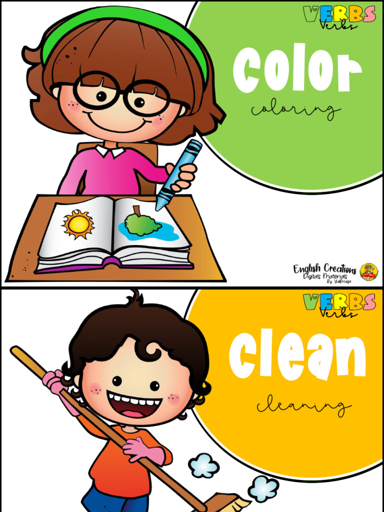 Digital English Verbs Coloring Pages | PDF
