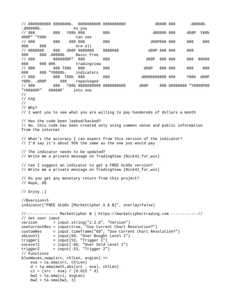 Free MarketCipher A & B Indicators | PDF