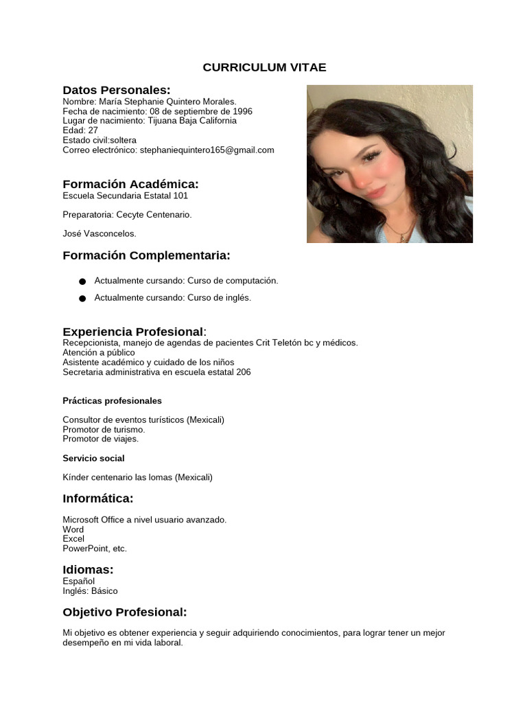 Stephanie Quintero Curriculum | PDF