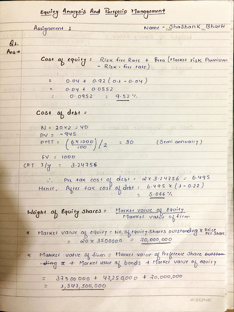 Equity Assignment 1 - Shashank Bharti | PDF