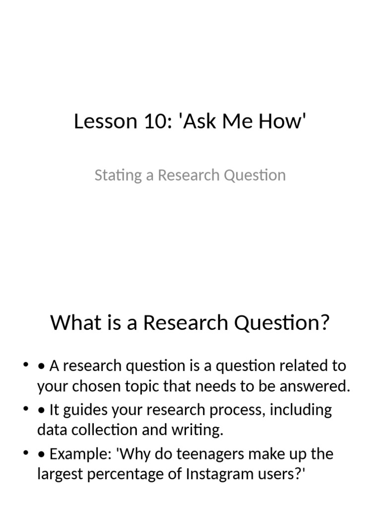 Lesson 10 Research Question | PDF