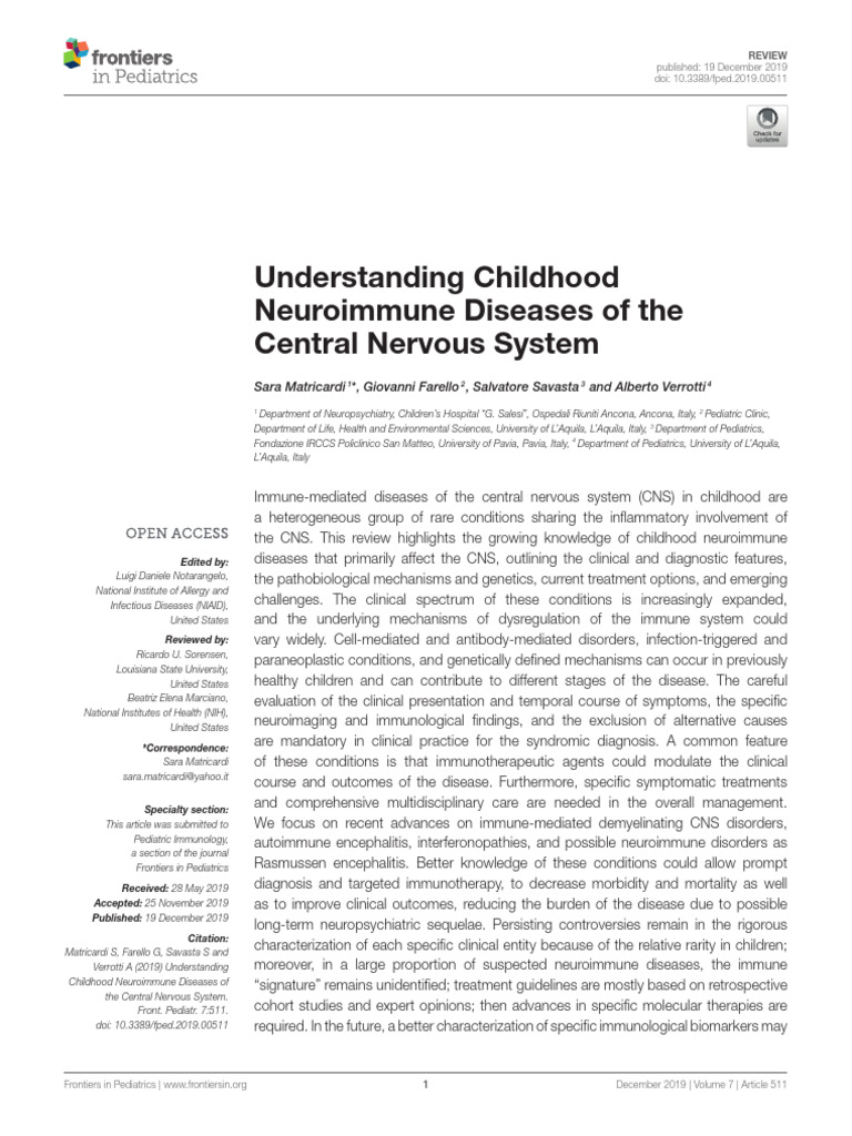 Understanding Childhood Neuroimmune Diseases of The Central Nervous ...