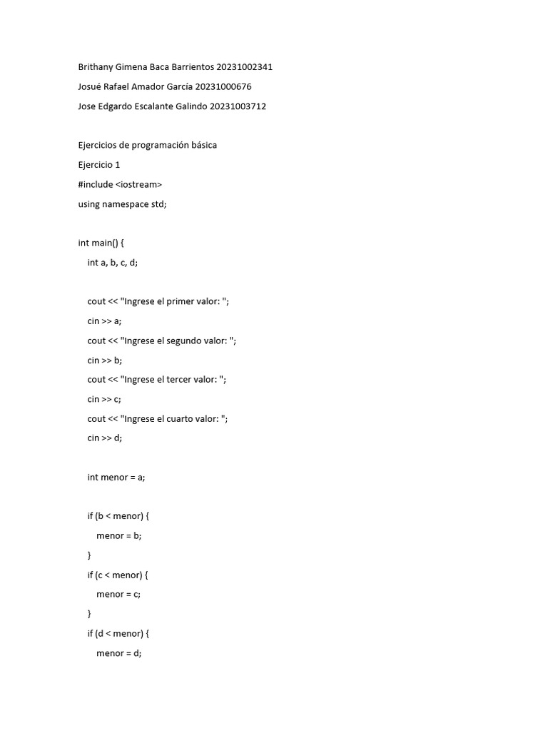 Ejercicios Programacion Basica | PDF | Programación de computadoras | Ingeniería de software