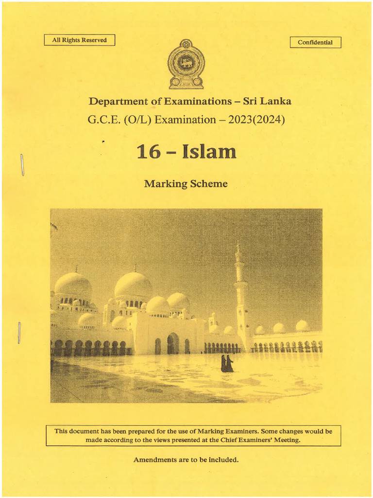 Islam Marking Scheme | PDF