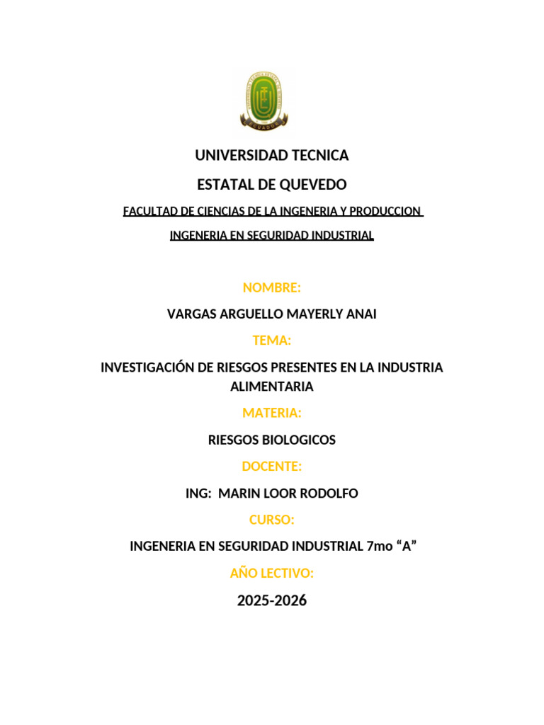 Deber 10 | PDF | Análisis de Riesgo y Puntos Críticos de Control | Seguridad alimenticia