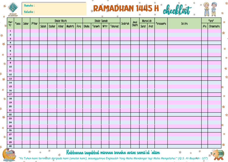Checklist Ramadhan 1445 H | PDF