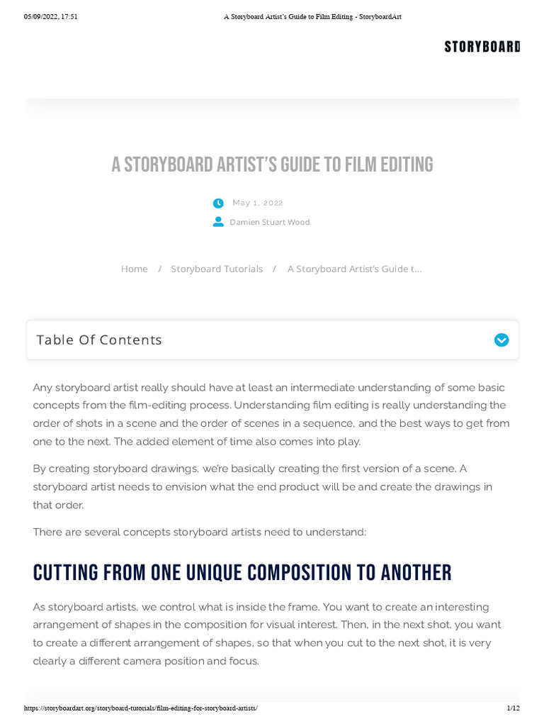 A Storyboard Artist's Guide To Film Editing - StoryboardArt | PDF
