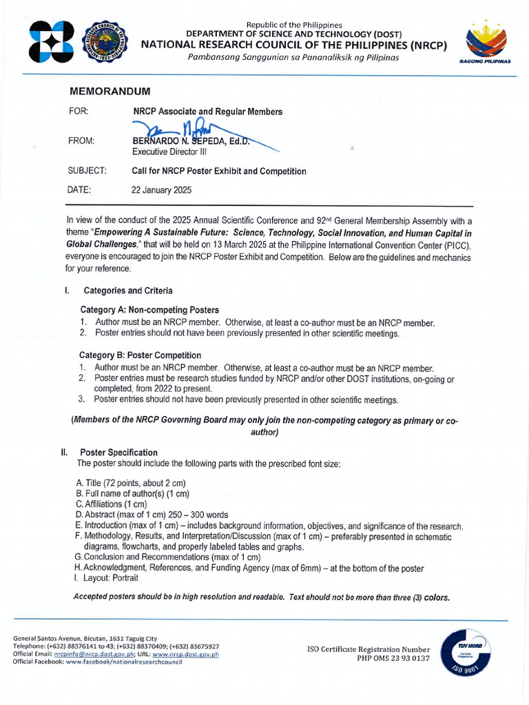 Call for NRCP Poster Exhibit and Competition | PDF