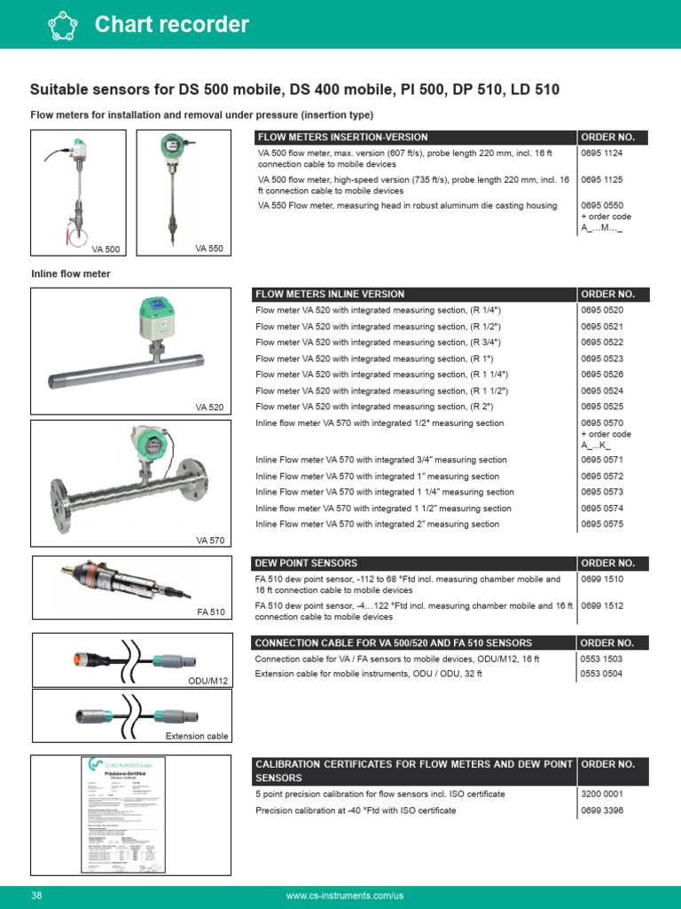 Data_sheet_suitable_sensors_portable_USA | PDF | Flow Measurement ...