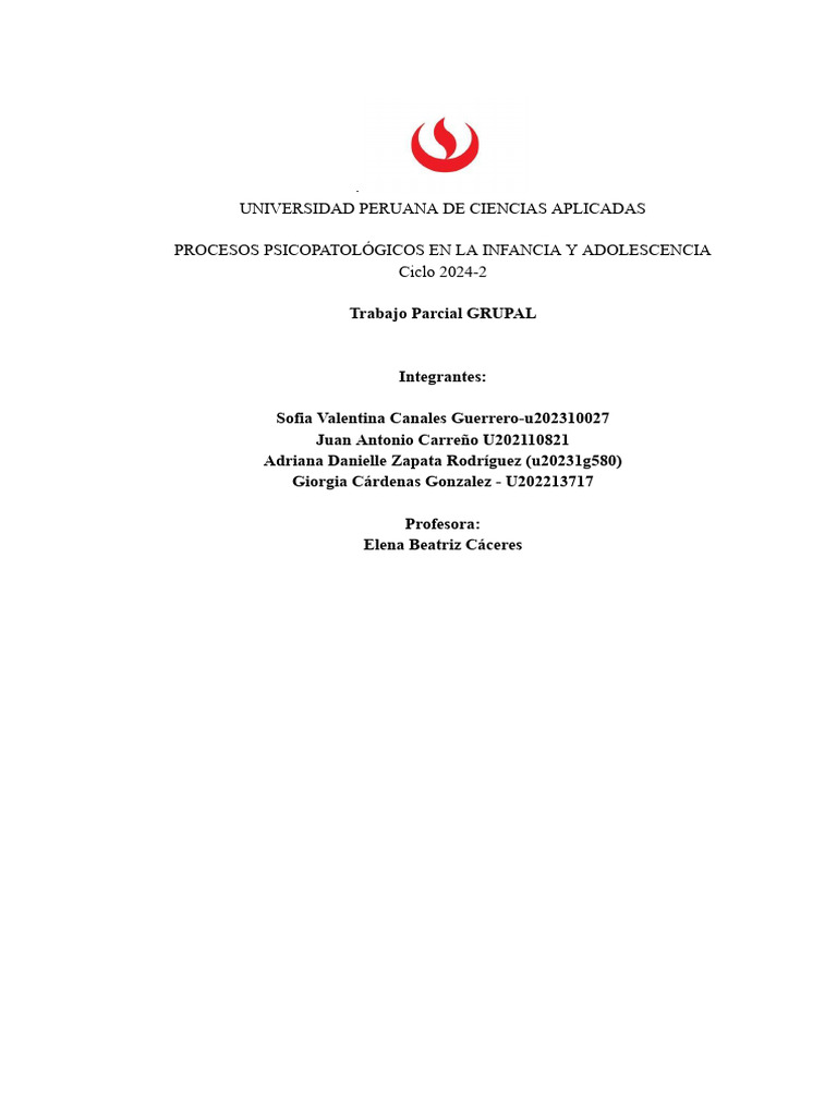 TP Grupal Procesos Psicopatológicos | PDF | Autismo | Teoría de apego