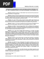 IRR RA 12009 Resolution No 02 2025 | PDF | Procurement | Government ...