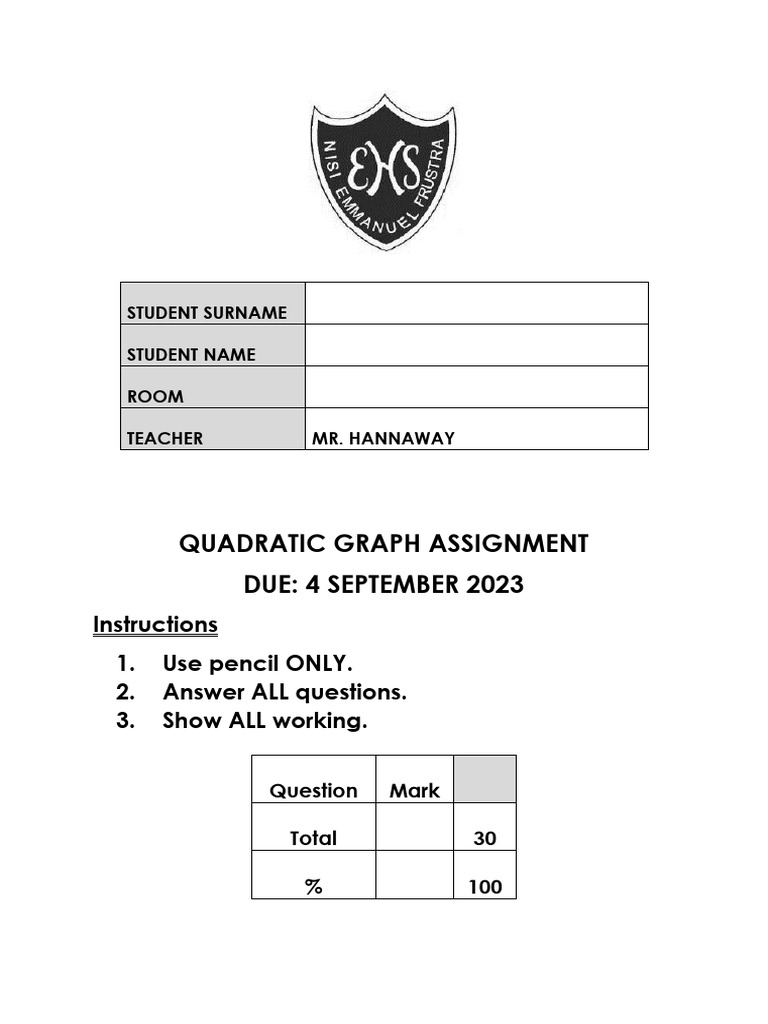 EHSM F5T1 Quadratic Graph Assignment | PDF | Graph Theory | Discrete Mathematics