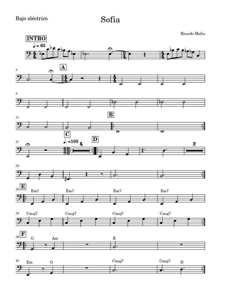 Sofia Partituras-Bajo - Eléctrico | PDF
