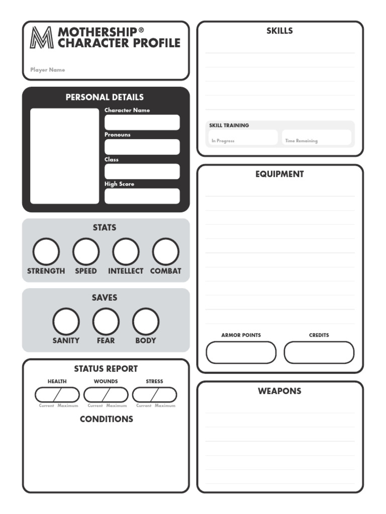 Mothership Character Profile (Advanced) | PDF