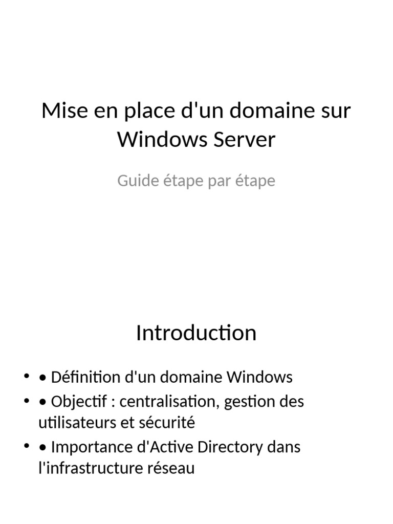 Mise en Place Domaine Windows Server | PDF