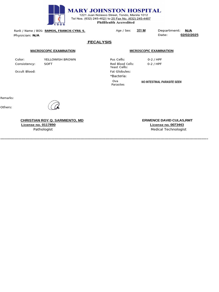 514407807-FECALYSIS-RESULT | PDF