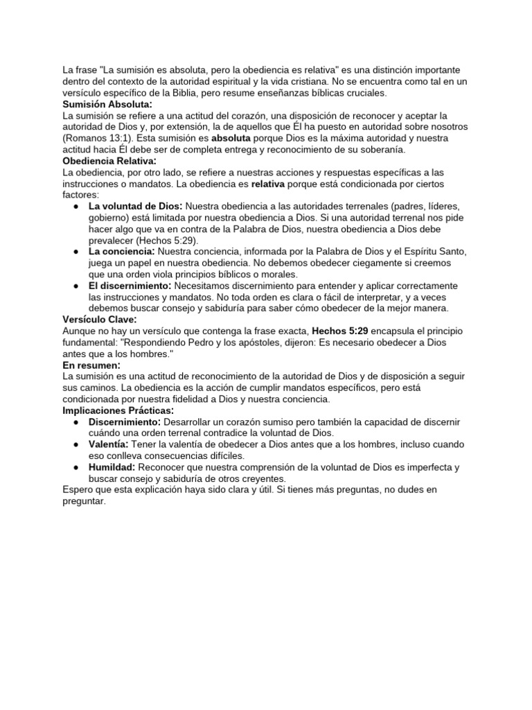 Cómo Se Reconoce A Una Persona Sujeta A La Autoridad Espiritual Explique Claramente y Apoye Con ...