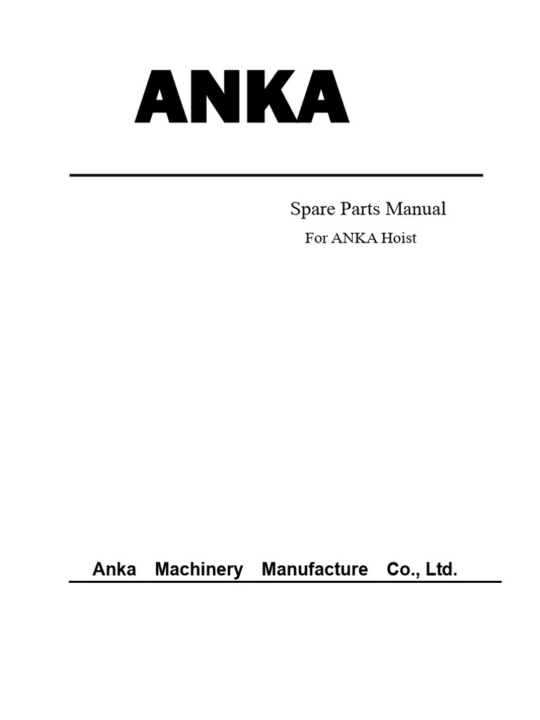 ANKA Hoist Spare Parts Manual | PDF | Axle | Washer (Hardware)
