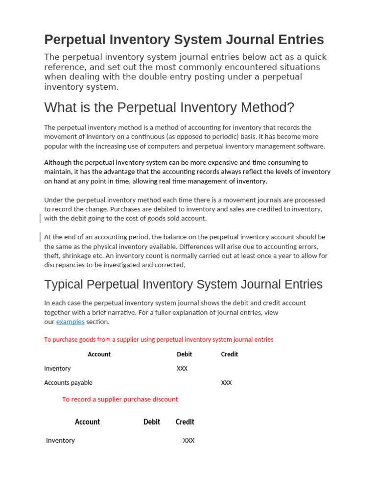 Perpetual Inventory Guide for Accountants | PDF | Debits And Credits ...