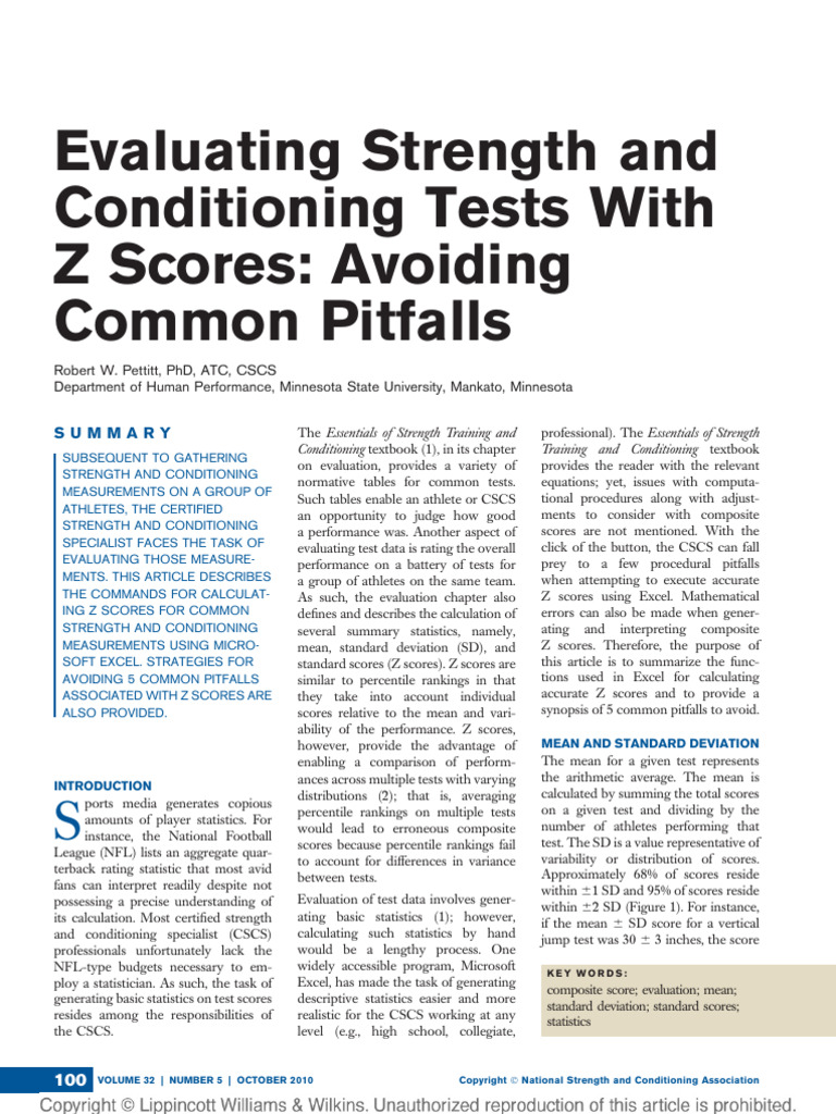 Evaluating Strength and Conditioning Tests With z.15 | PDF | Standard ...