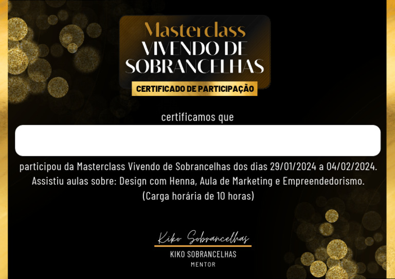 Certificado Masterclass PDF | PDF
