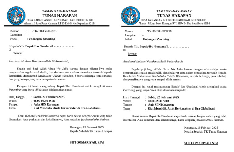 Undangan Parenting 2 Kolom | PDF