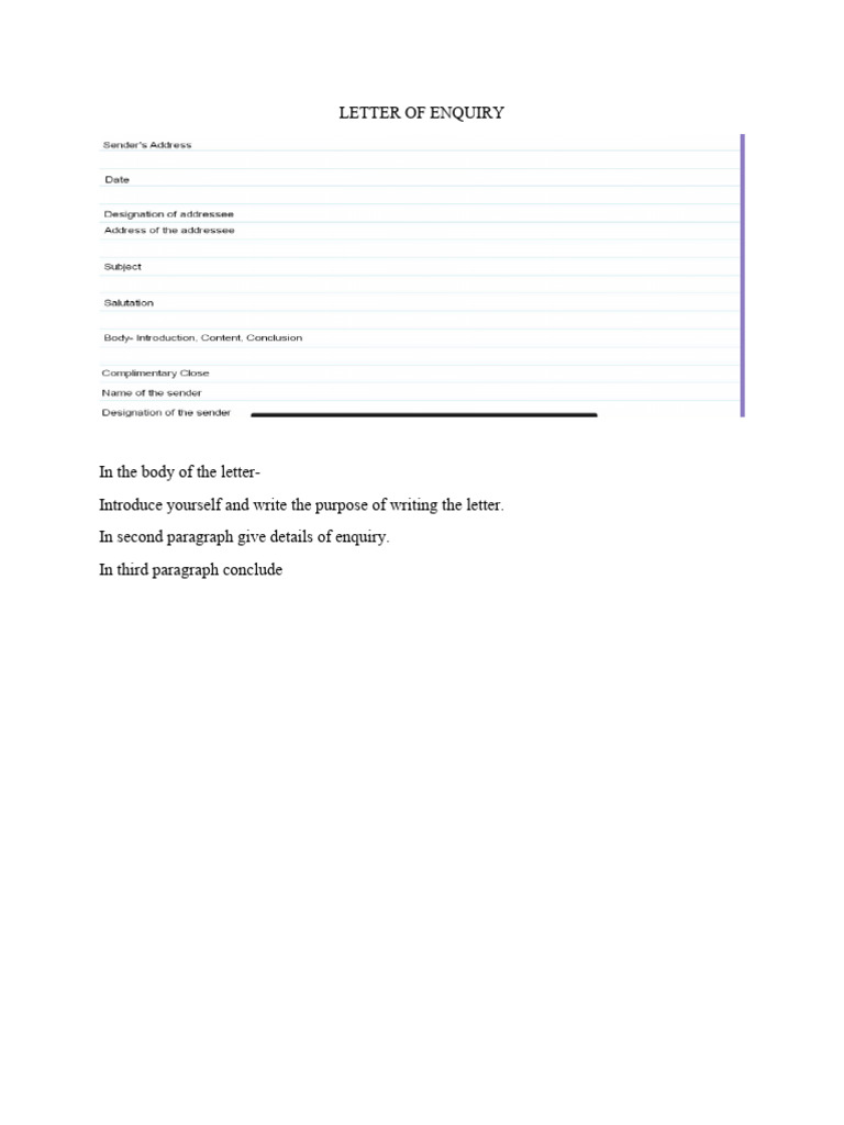 Class 10 Enquiry Letter Guide | PDF