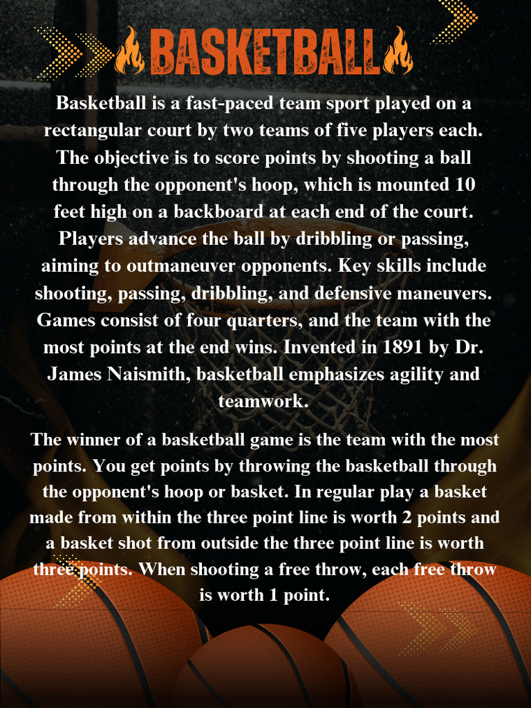 Basketball is a fast-paced team sport played on a rectangular court by ...