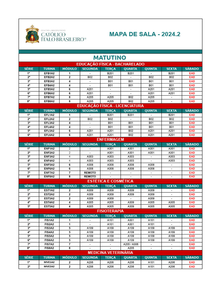 Mapa de Salas 2024.2 Matutino | PDF