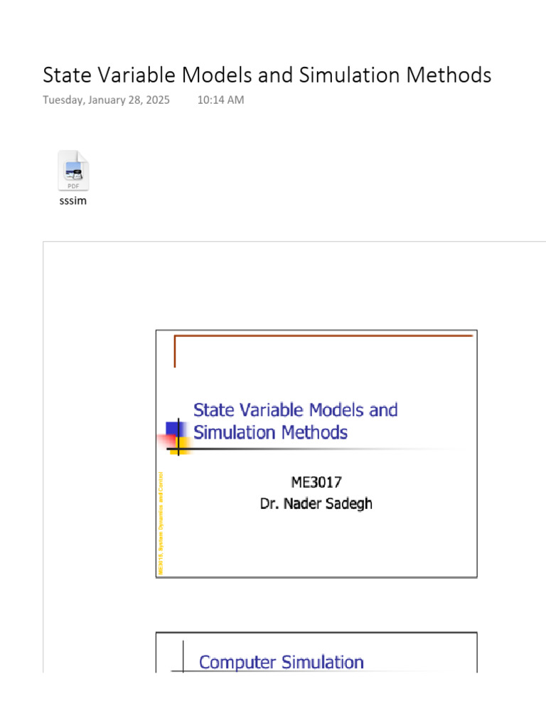 State Variable Models and Simulation Methods Notes | PDF