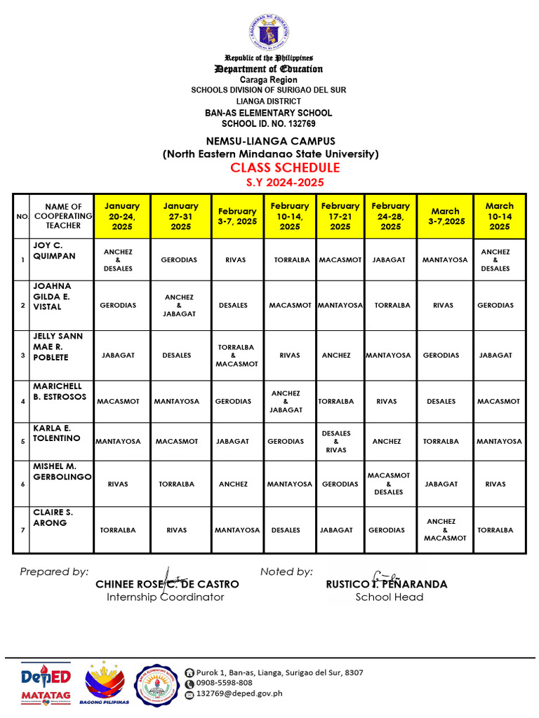 Practice Teachers FINAL SCHED | PDF | Philippines
