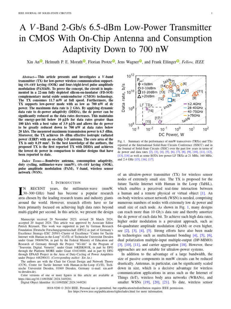 A V - Band 2-Gb S 6.5-DBm Low-Power Transmitter in CMOS With On-Chip ...