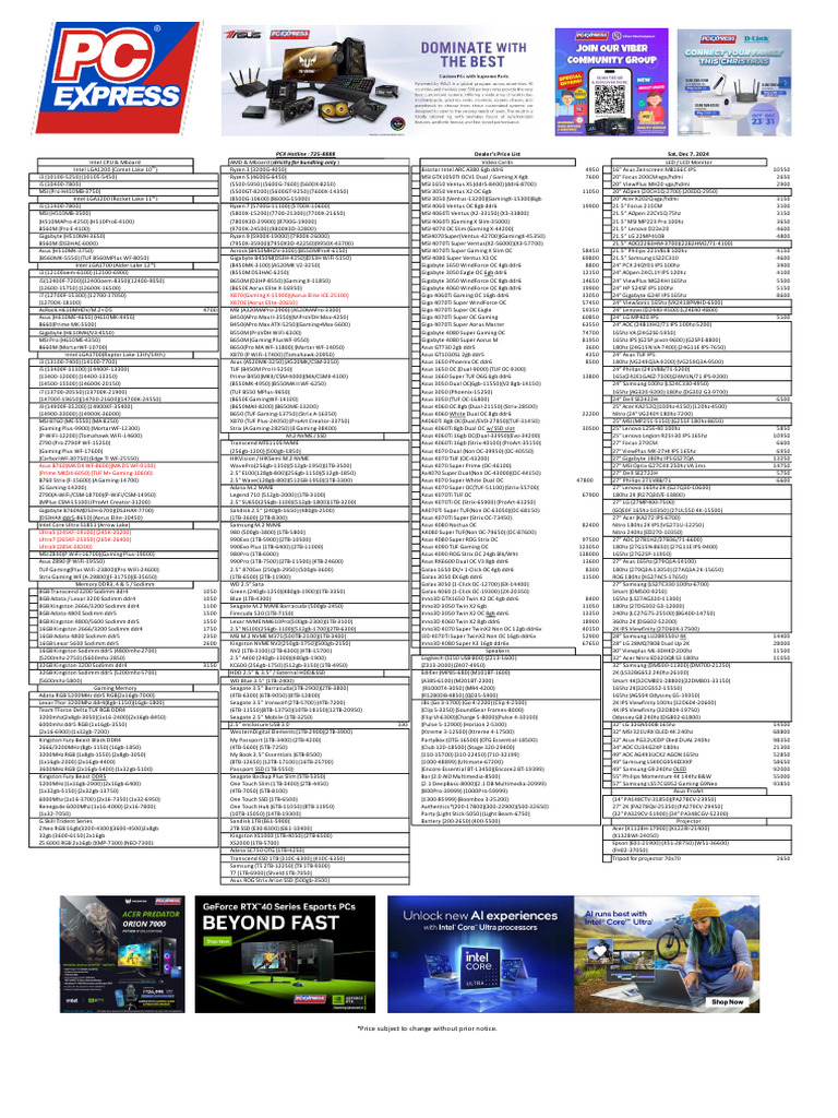PC Express Dealers Pricelist | PDF | Computer Hardware | Computing